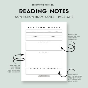 Reading Notes Template, Book Notes Printable, Reading Log Printable ...