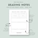 Reading Notes Template, Book Notes Printable, Reading Log Printable ...