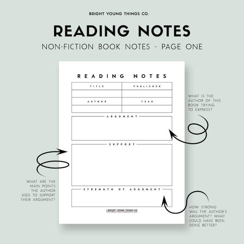 Reading Notes Template, Book Notes Printable, Reading Log Printable ...