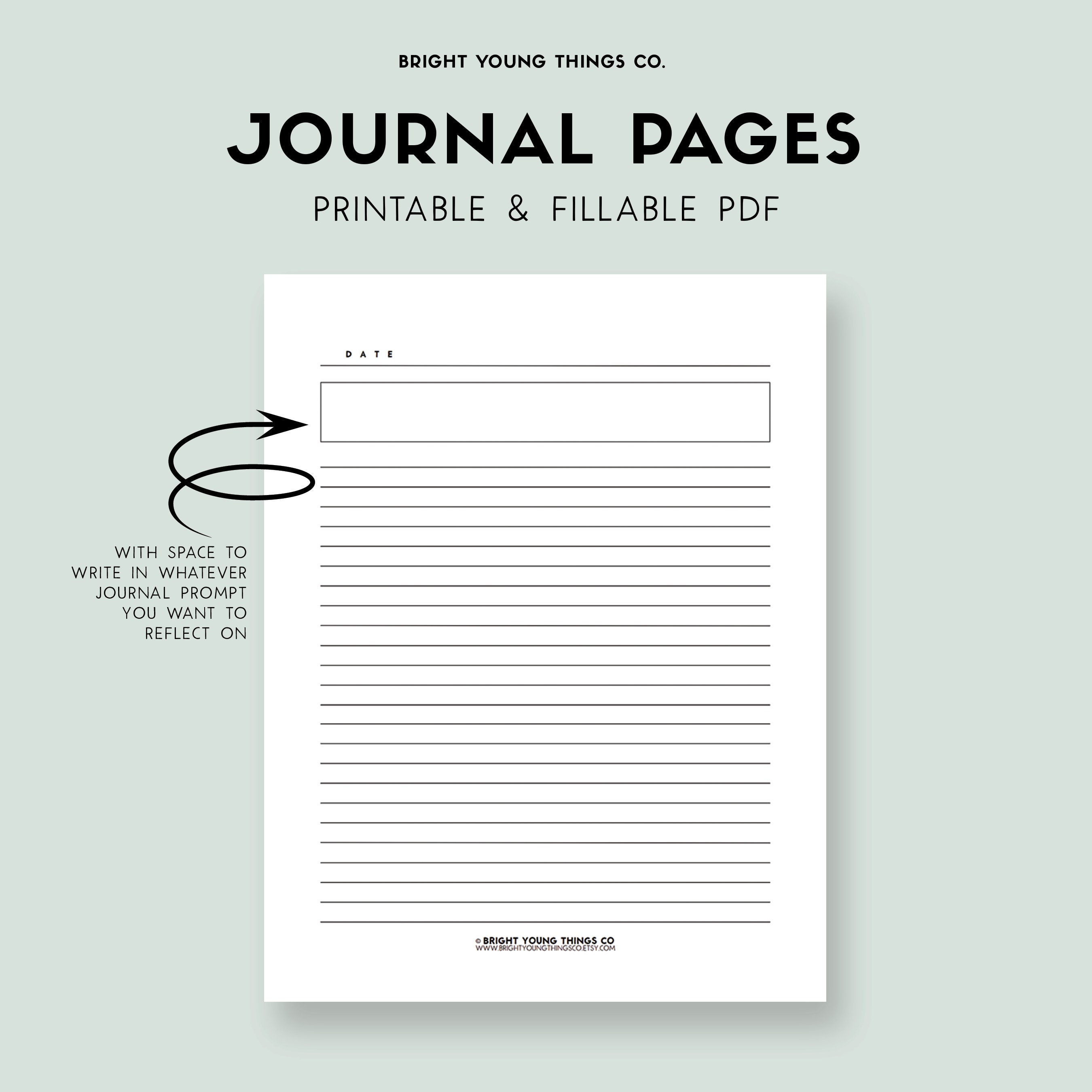 Journal Page Printable, Printable Journal Page With Space for Prompts ...