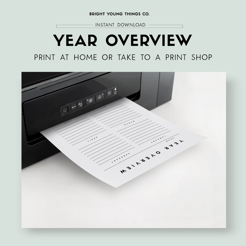 Yearly Overview, Year at a Glance, Two Page Yearly Planner, 12 Month ...