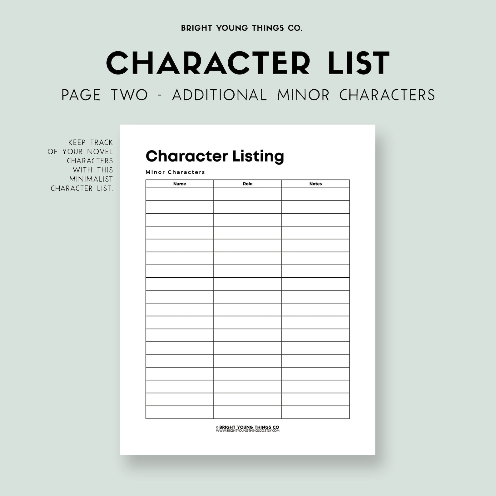 Character Tracker Printable, Novel Writing Worksheets, Novel Writing ...
