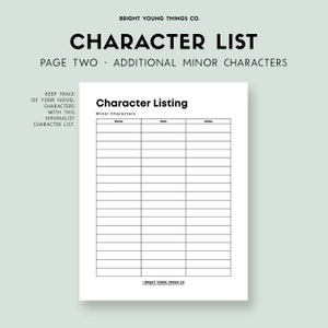 Character Tracker Printable, Novel Writing Worksheets, Novel Writing ...