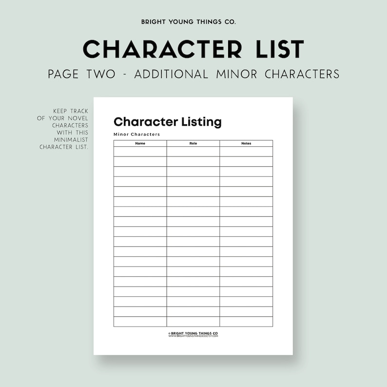 Character Tracker Printable, Novel Writing Worksheets, Novel Writing ...