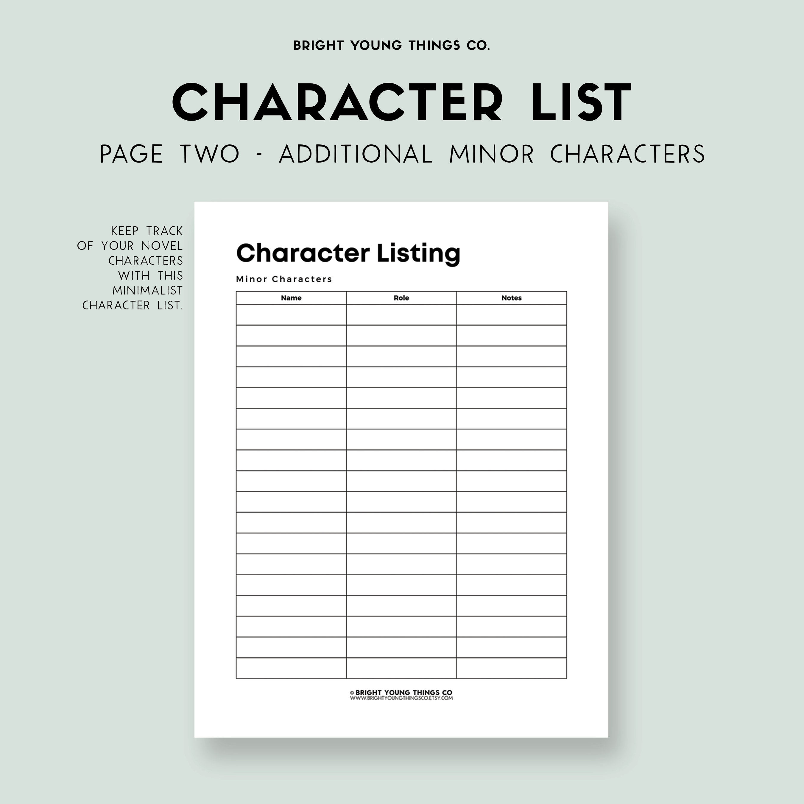 Character Tracker Printable, Novel Writing Worksheets, Novel Writing ...