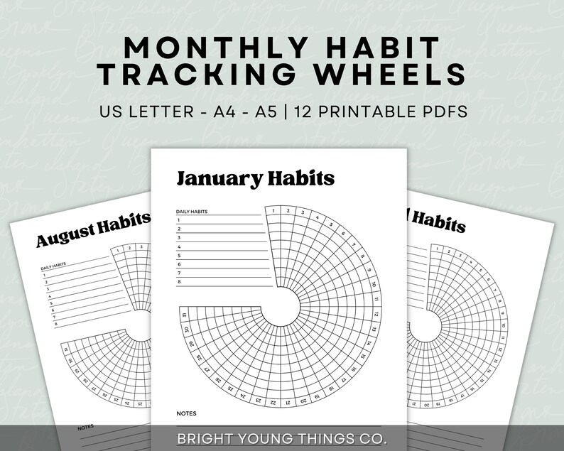 Printable Circle Habit Tracker, 12 Months Habit Tracker, Circle Habit ...