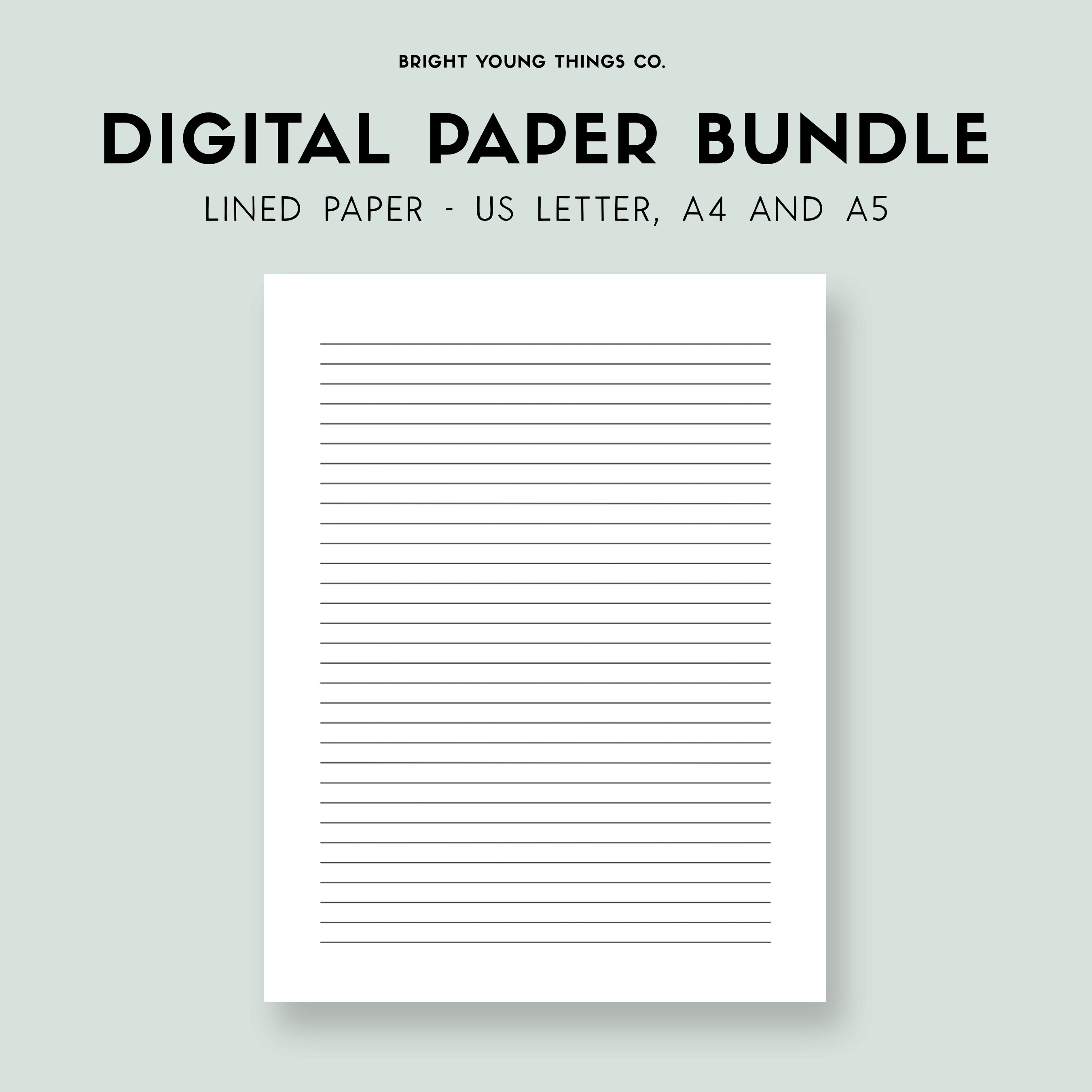 Digital Paper Bundle, Printable Lined Paper, Printable Graph Paper ...