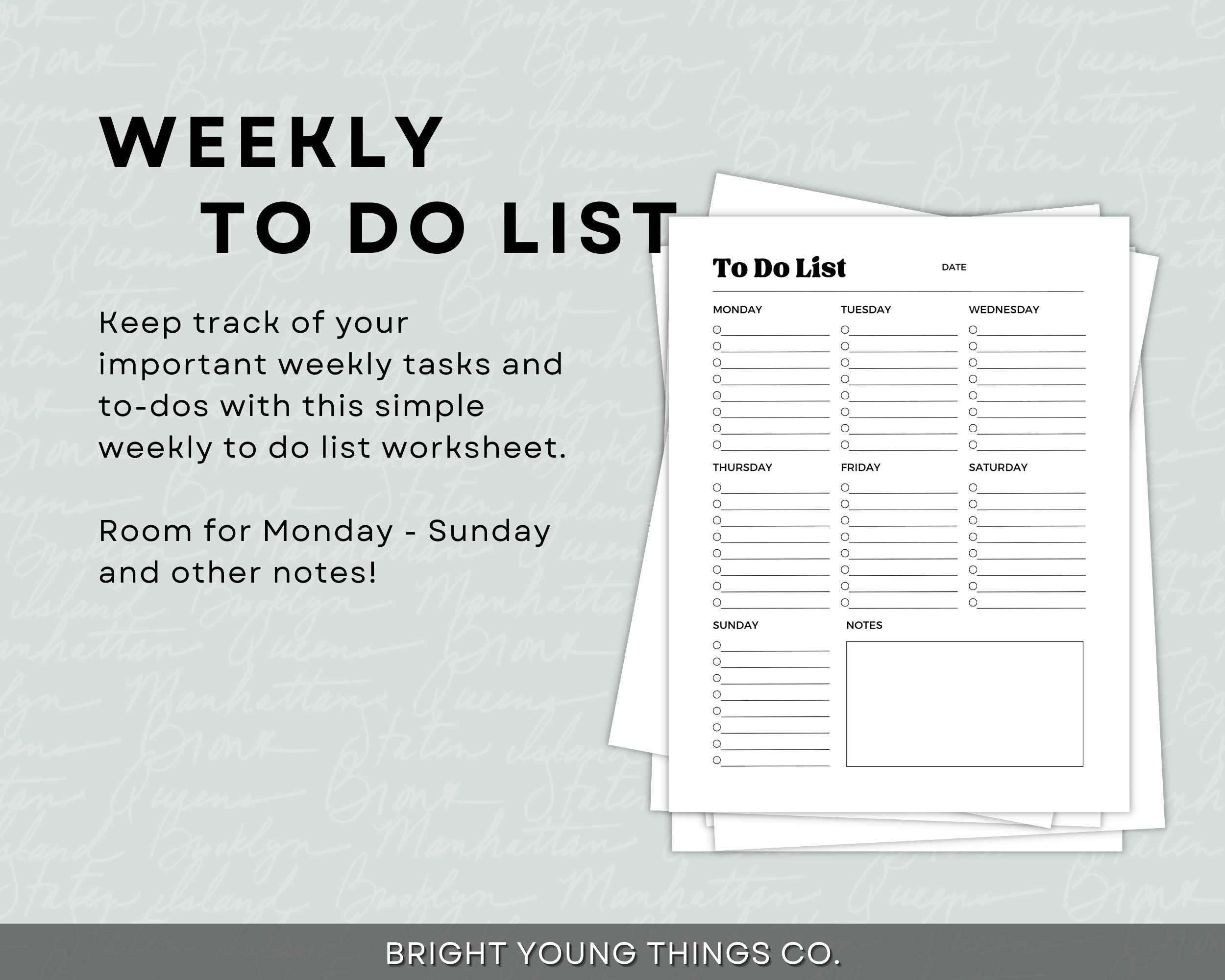 Weekly to Do List Printable, Weekly Task List Printable Template ...