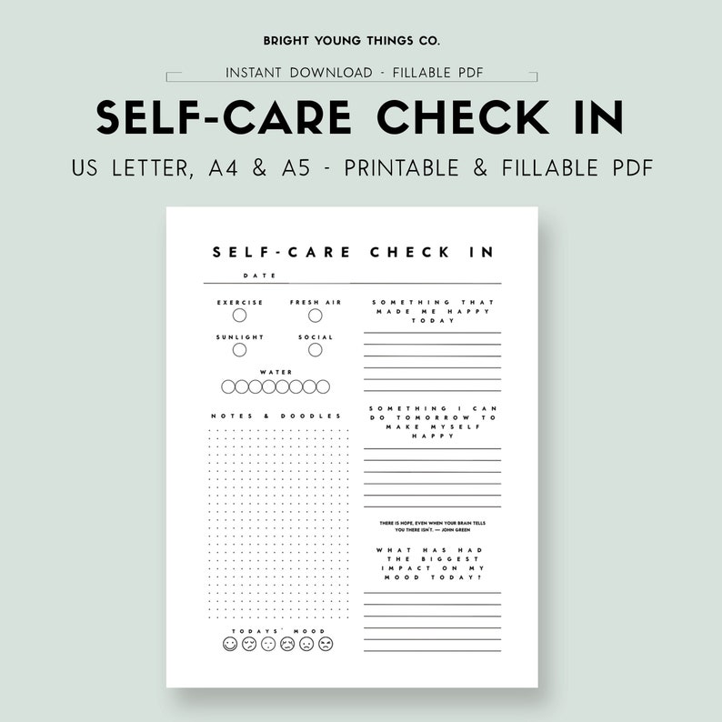 Self Care Planner, Mood Tracker, Printable Mood Tracker, Mood Planner ...