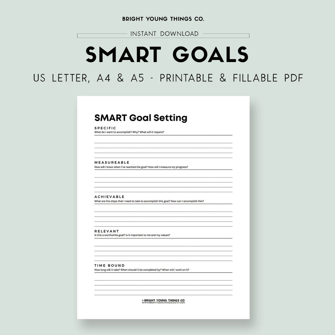 SMART Goals Planner, SMART Goals Planner Printable, SMART Goals ...