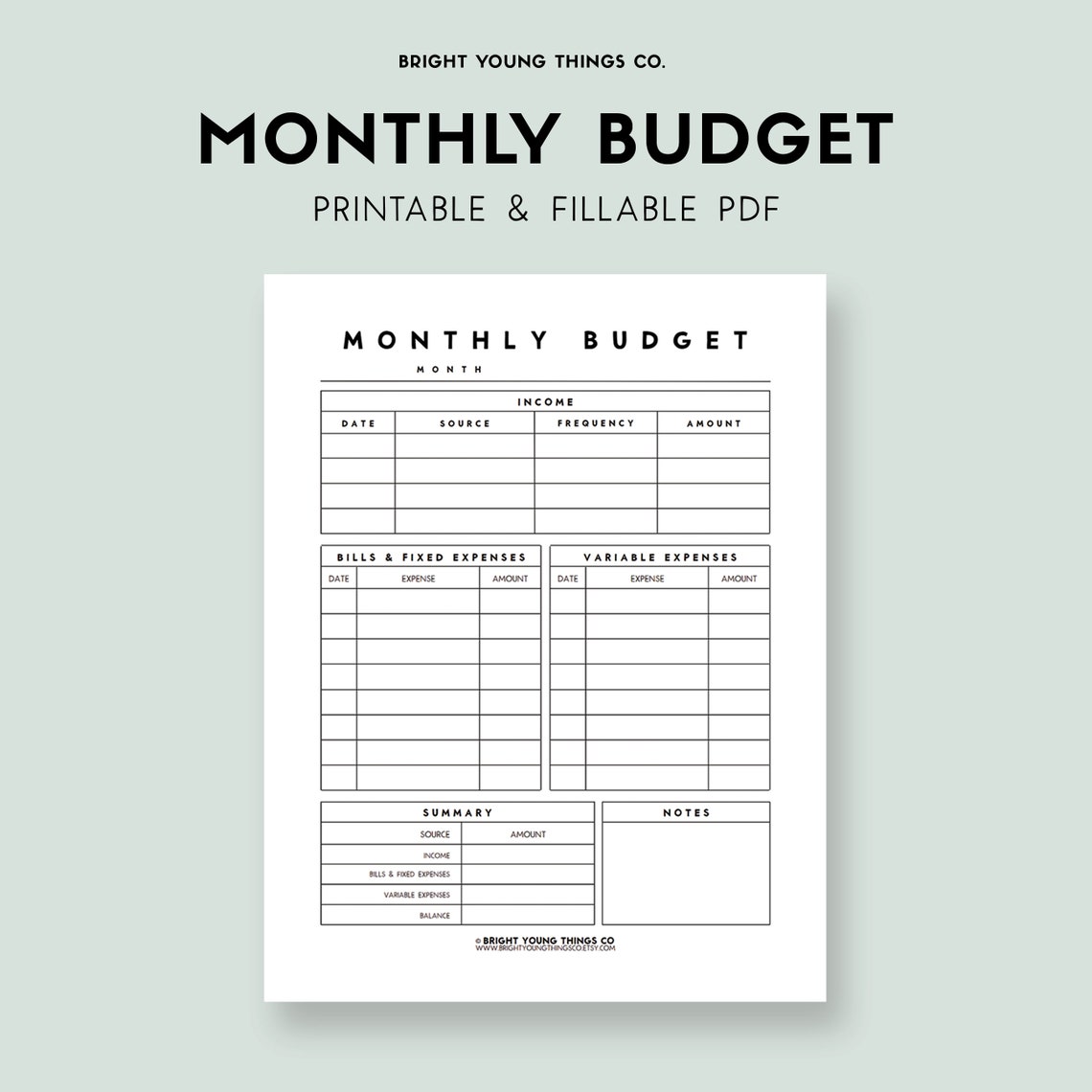 Monthly Budget Printable, Monthly Budget Tracker, Monthly Income and ...