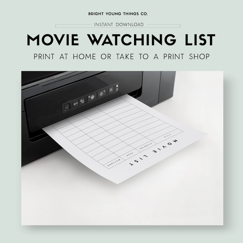 Movies to Watch List Printable Minimal Movie Watching List | Etsy