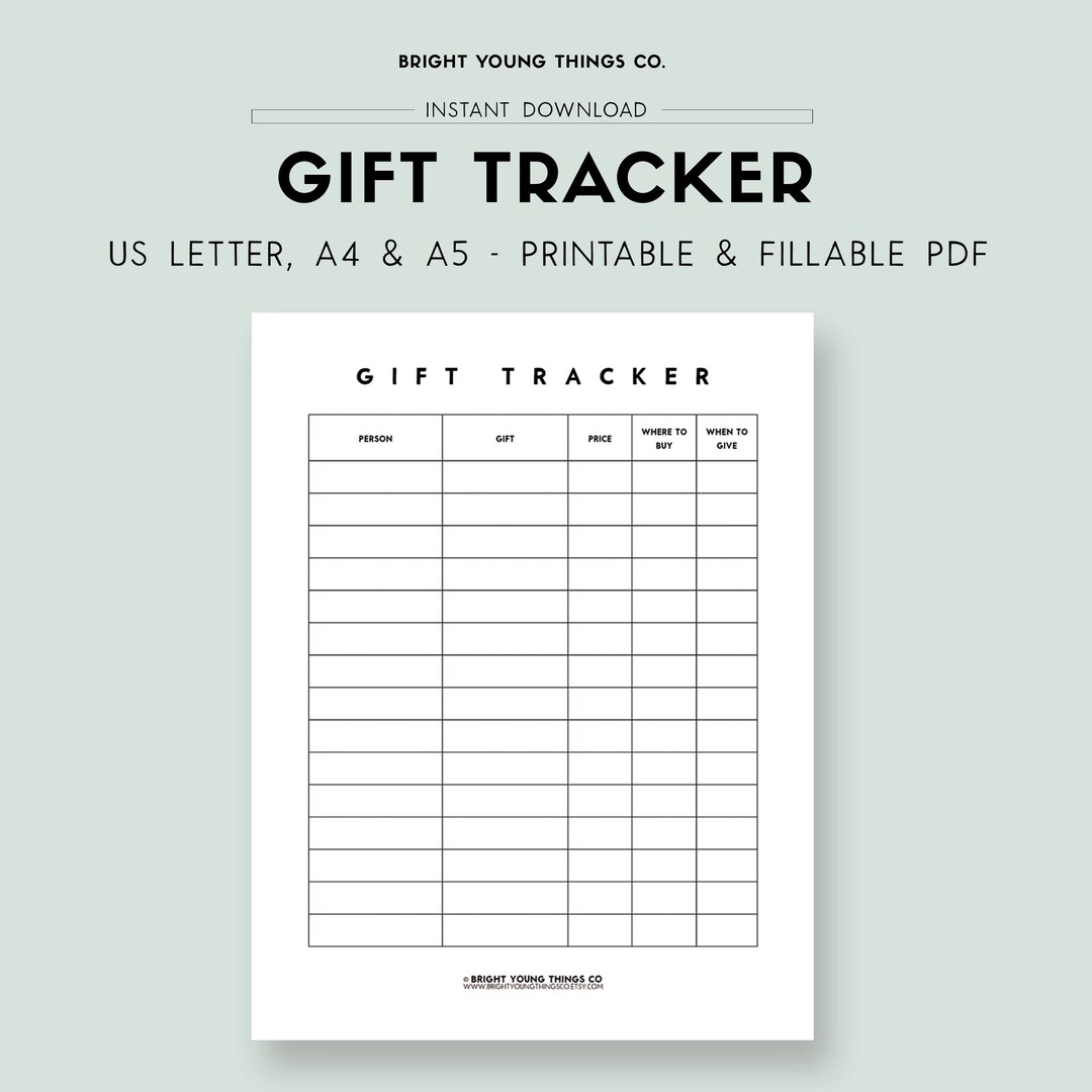 Gift Tracker Printable, Gift Tracker PDF, Printable Gift Tracker PDF ...