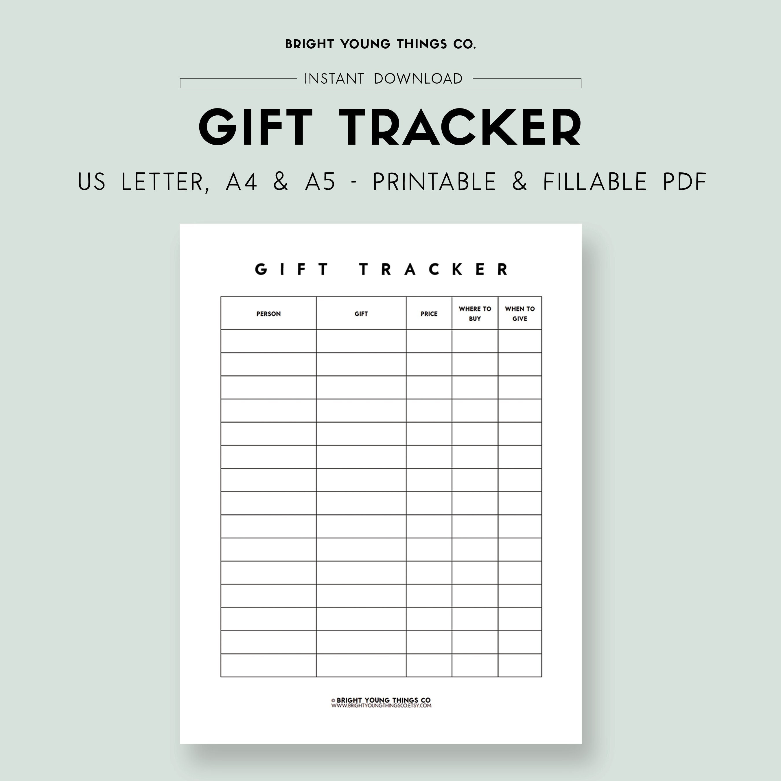 Gift Tracker Printable, Gift Tracker PDF, Printable Gift Tracker PDF ...