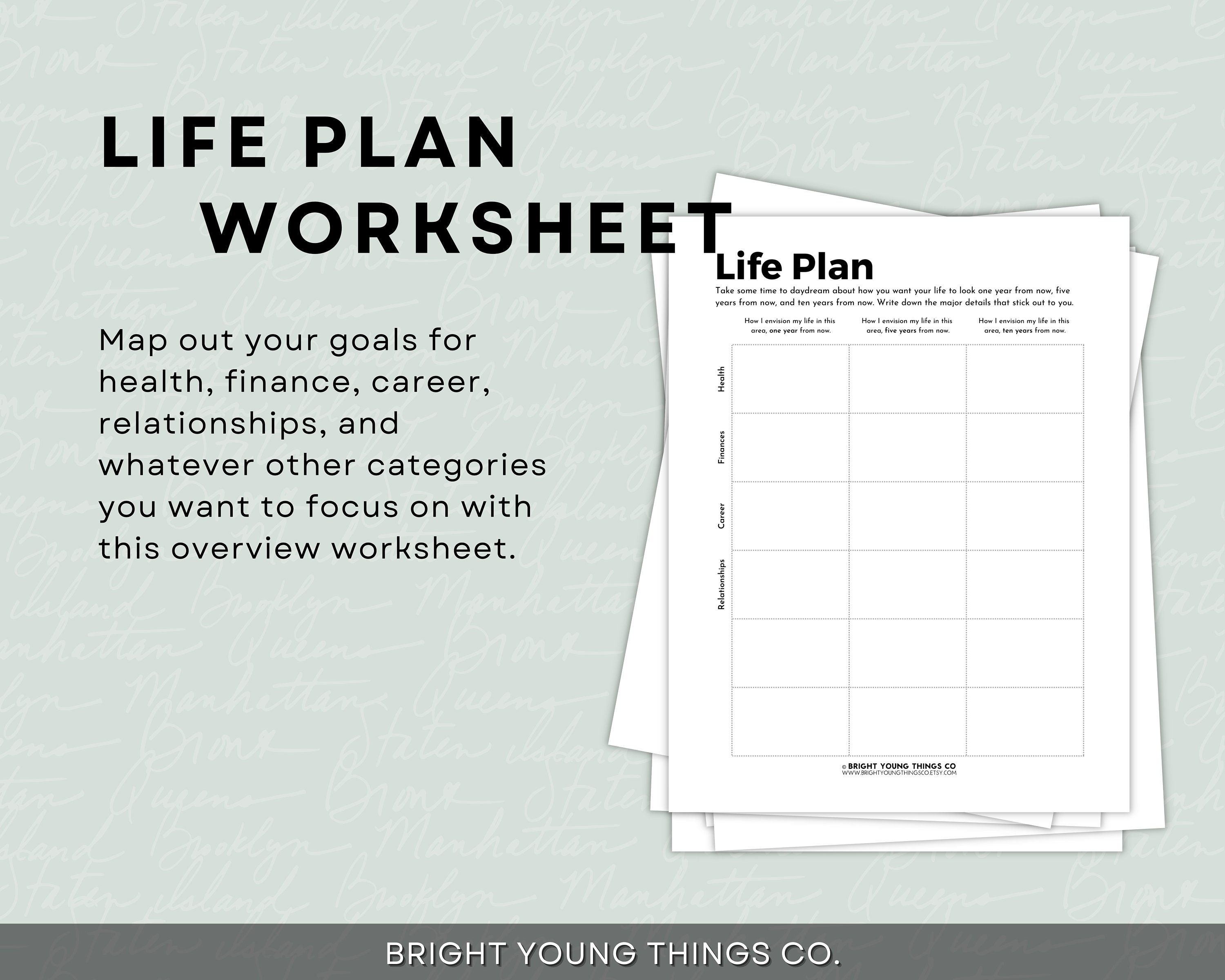 Goal Planning Worksheet Printable, Life Plan Worksheet Printable, SMART ...