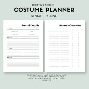 Printable Costume Planner Halloween Costume Planner Ren - Etsy