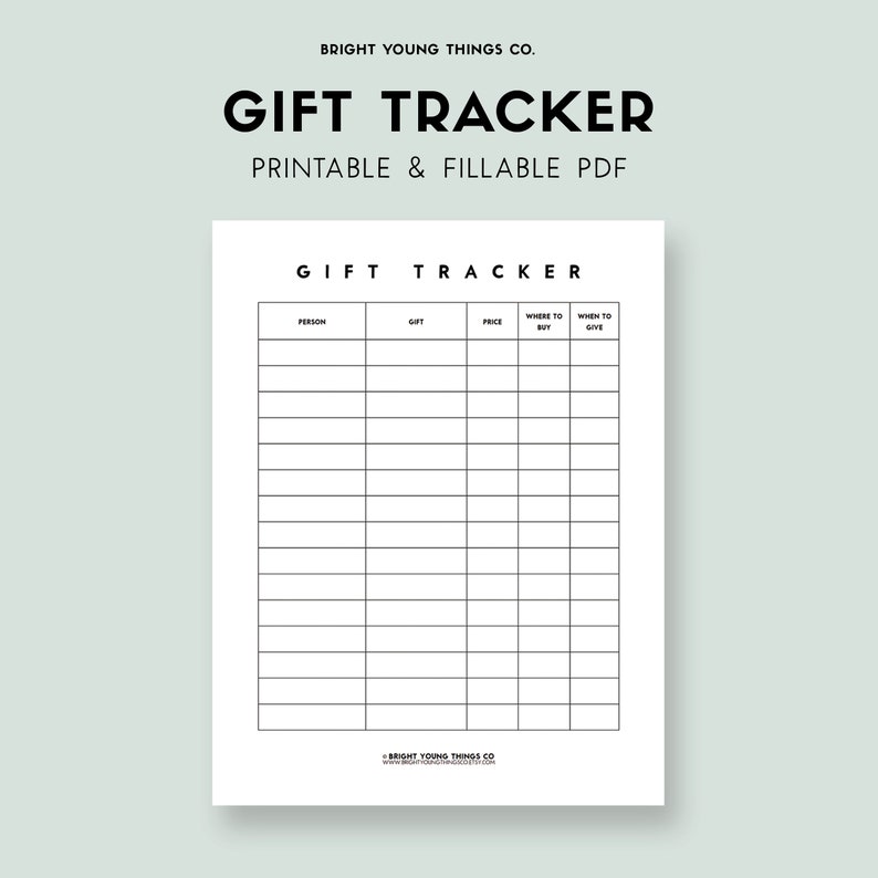 Gift Tracker Printable, Gift Tracker PDF, Printable Gift Tracker PDF ...