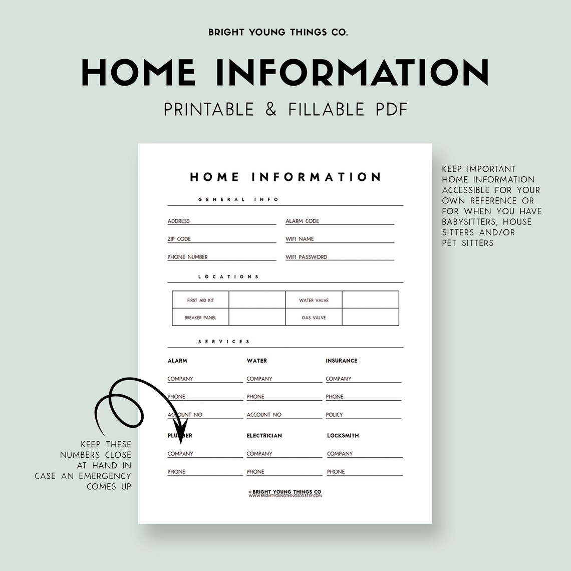 House Sitter Notes Printable House Sitter Instructions House | Etsy