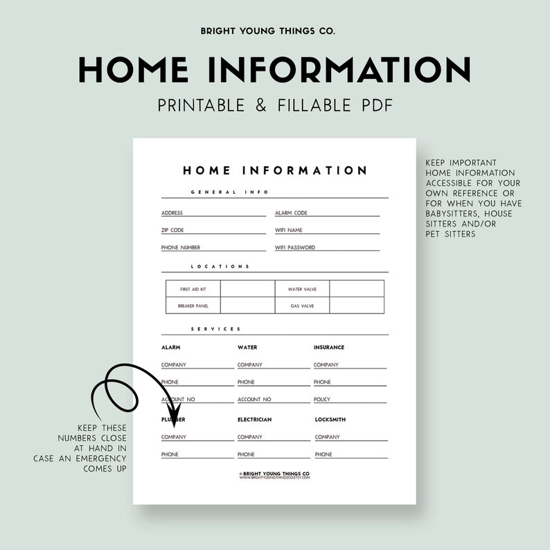 House Sitter Notes Printable House Sitter Instructions House | Etsy