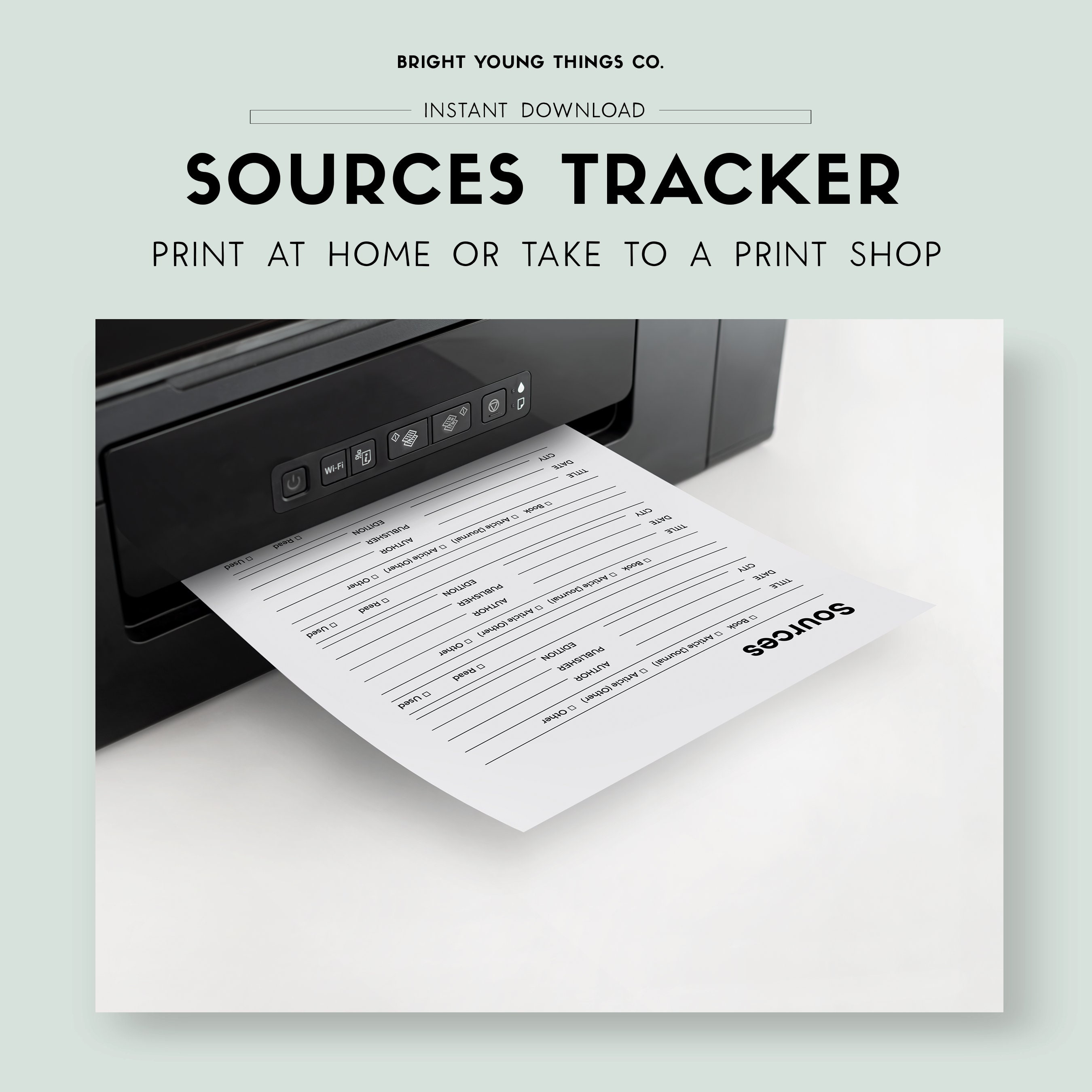Printable Source Material Tracker for Students, Research Tracking for ...