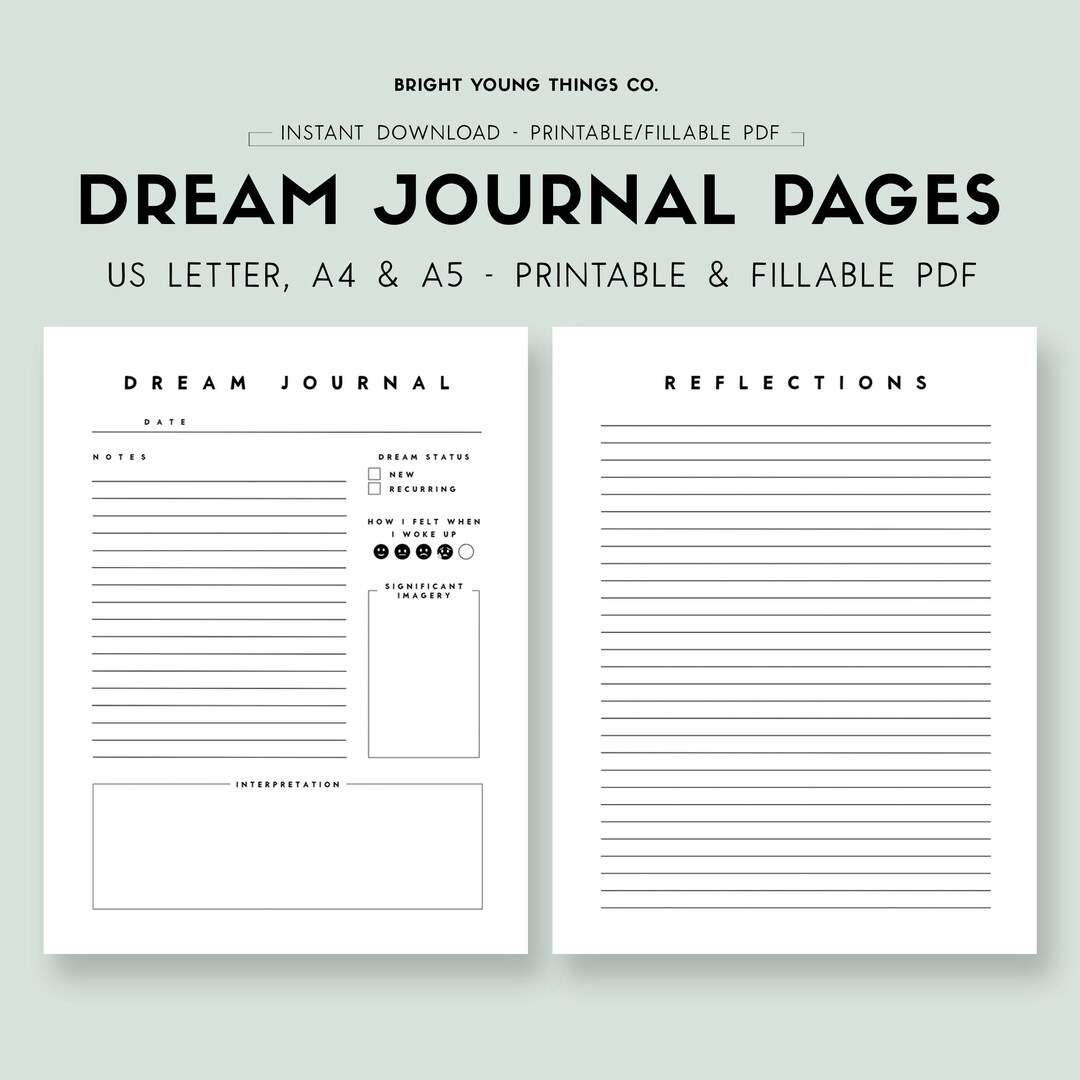 Dream Journal Digital Download, Dream Journal Printable Pages ...