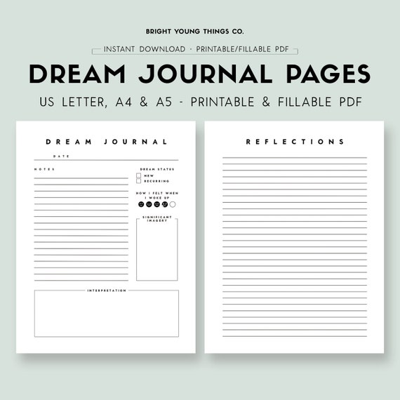 Dream Journal Digital Download Dream Journal Printable Pages - Etsy