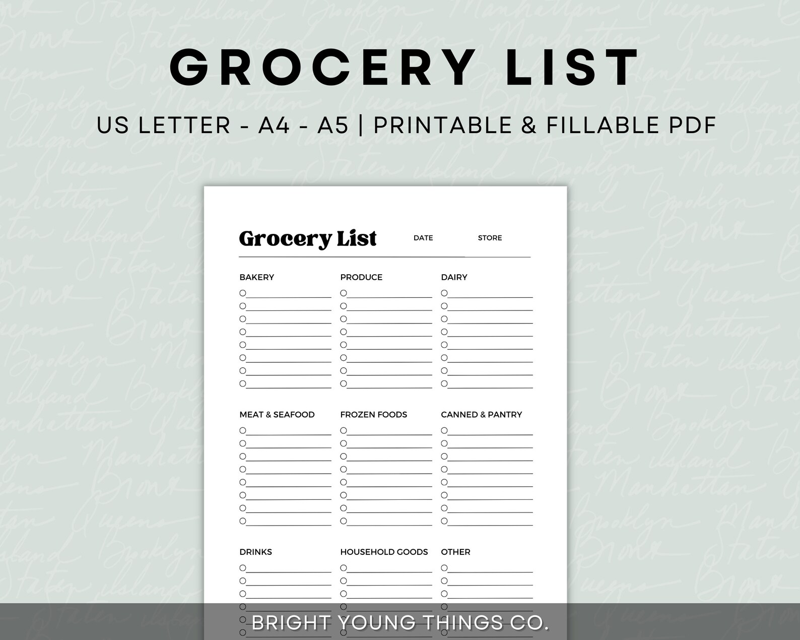 Grocery Shopping List, Grocery List Printable Template, Food Shopping ...