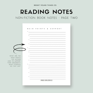 Reading Notes Template, Book Notes Printable, Reading Log Printable ...