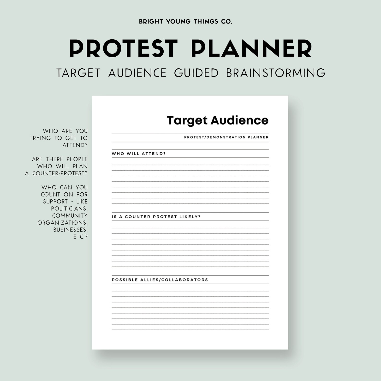 Printable Protest Planner, Protest Plan, Social Justice Protest ...
