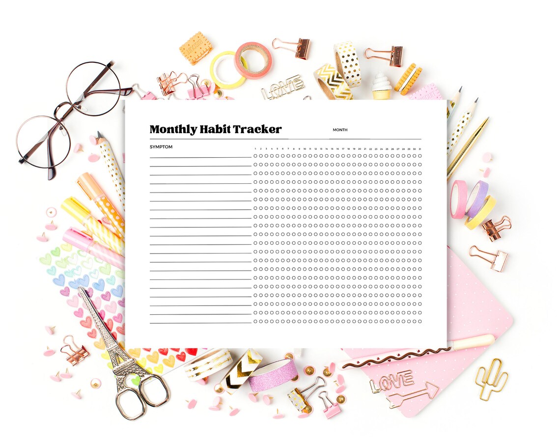 Monthly Habit Tracker, Monthly Habit Tracker Printable, Landscape Habit ...