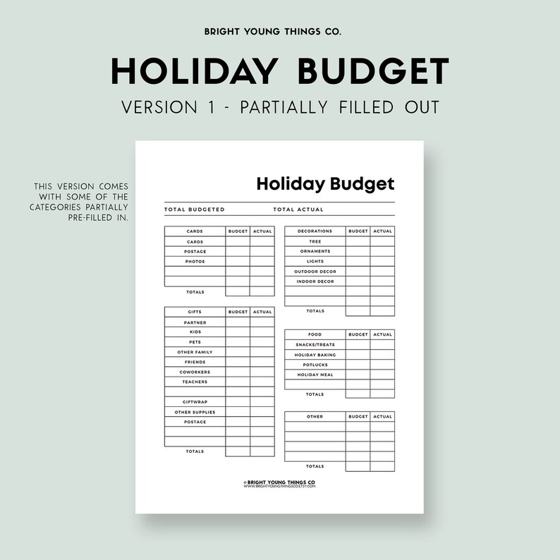 Printable Holiday Budget Planner, Christmas Budget Tracker Printable ...