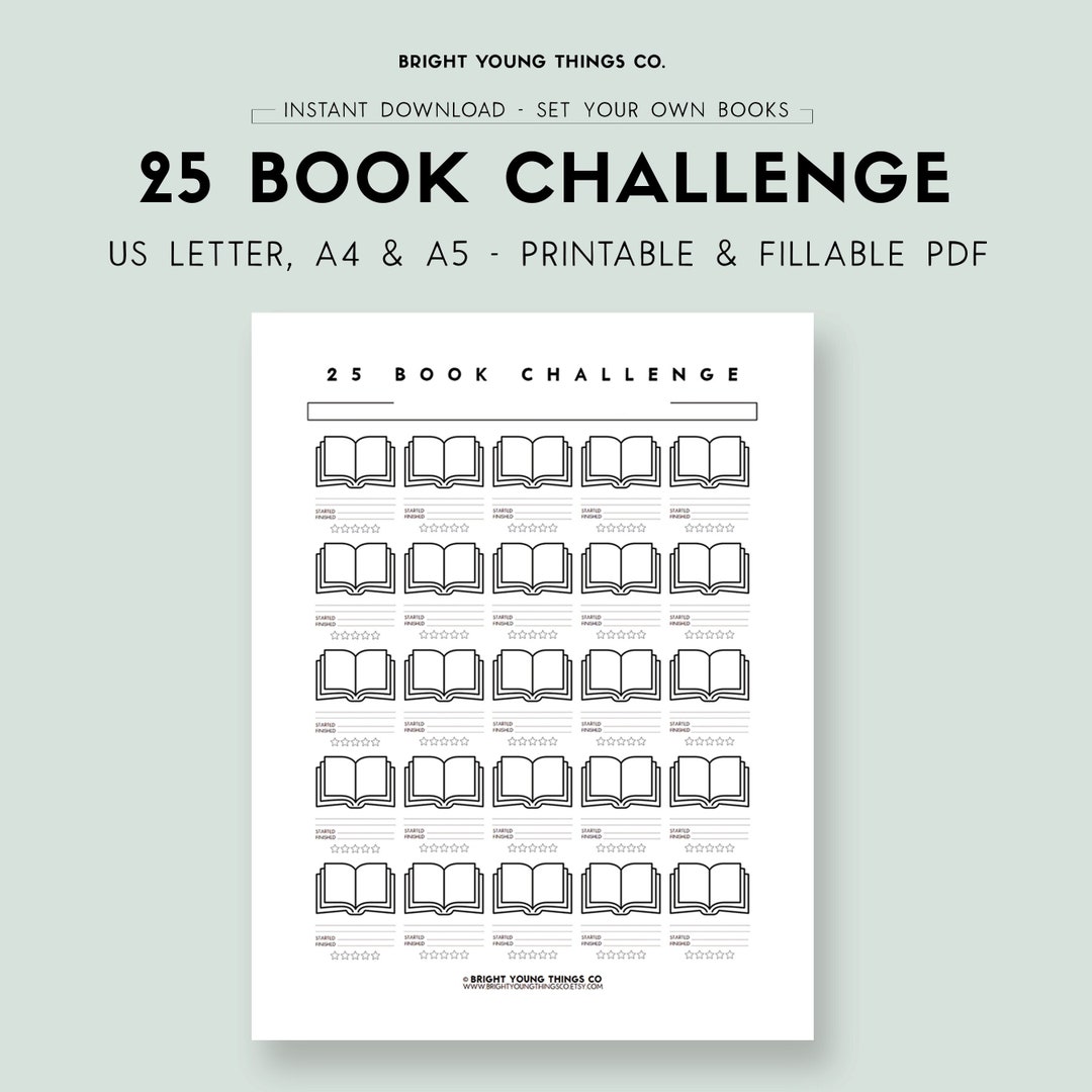25 Book Challenge, PDF Book Challenge Download, Digital Downloads for ...