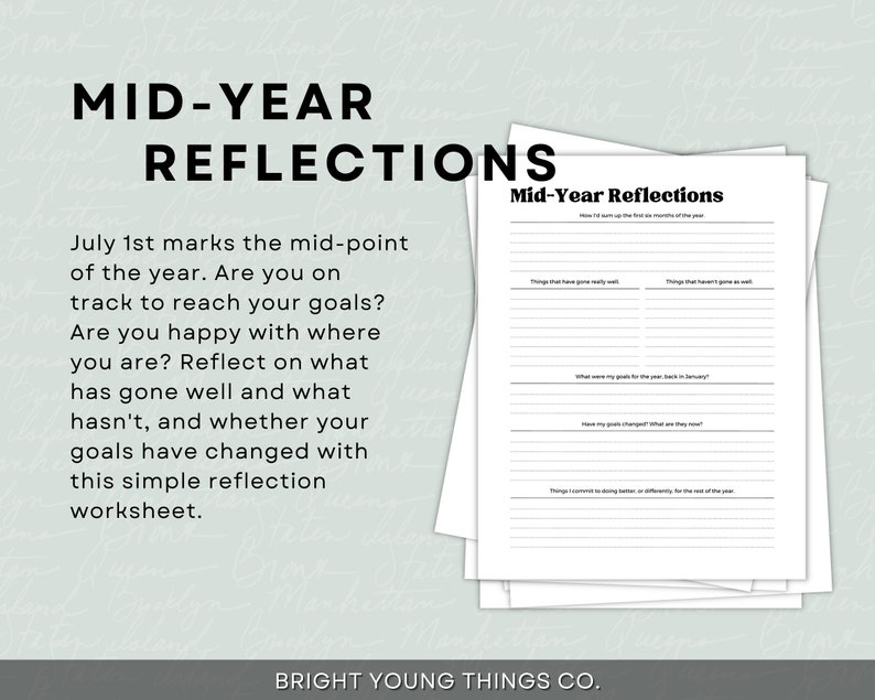 Mid-year Reflection Review Worksheet, Personal Growth Worksheet ...