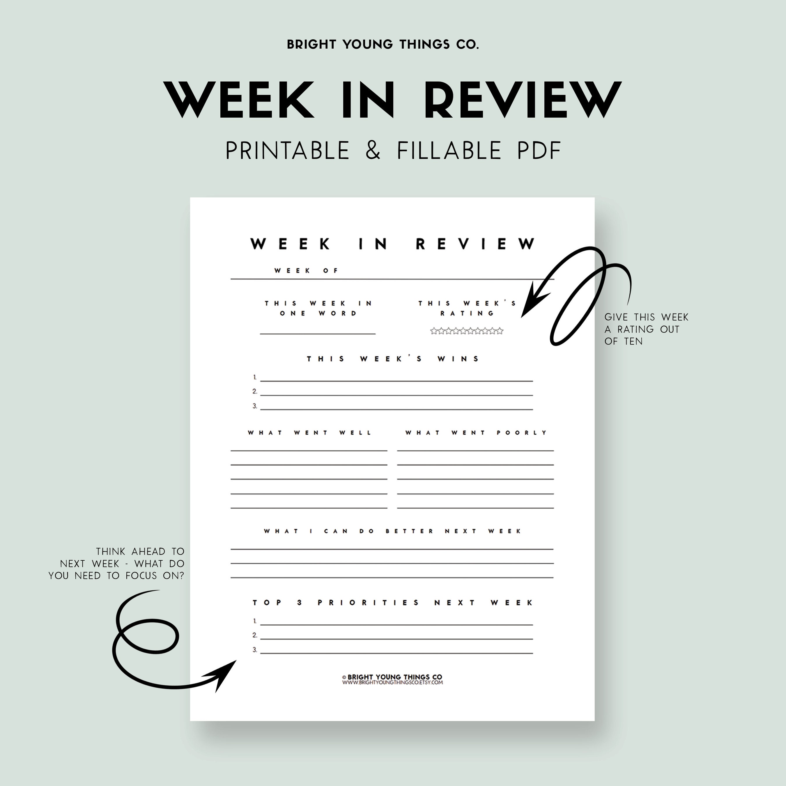 Weekly Reflection Journal Printable, Self Reflection Journal, Self ...