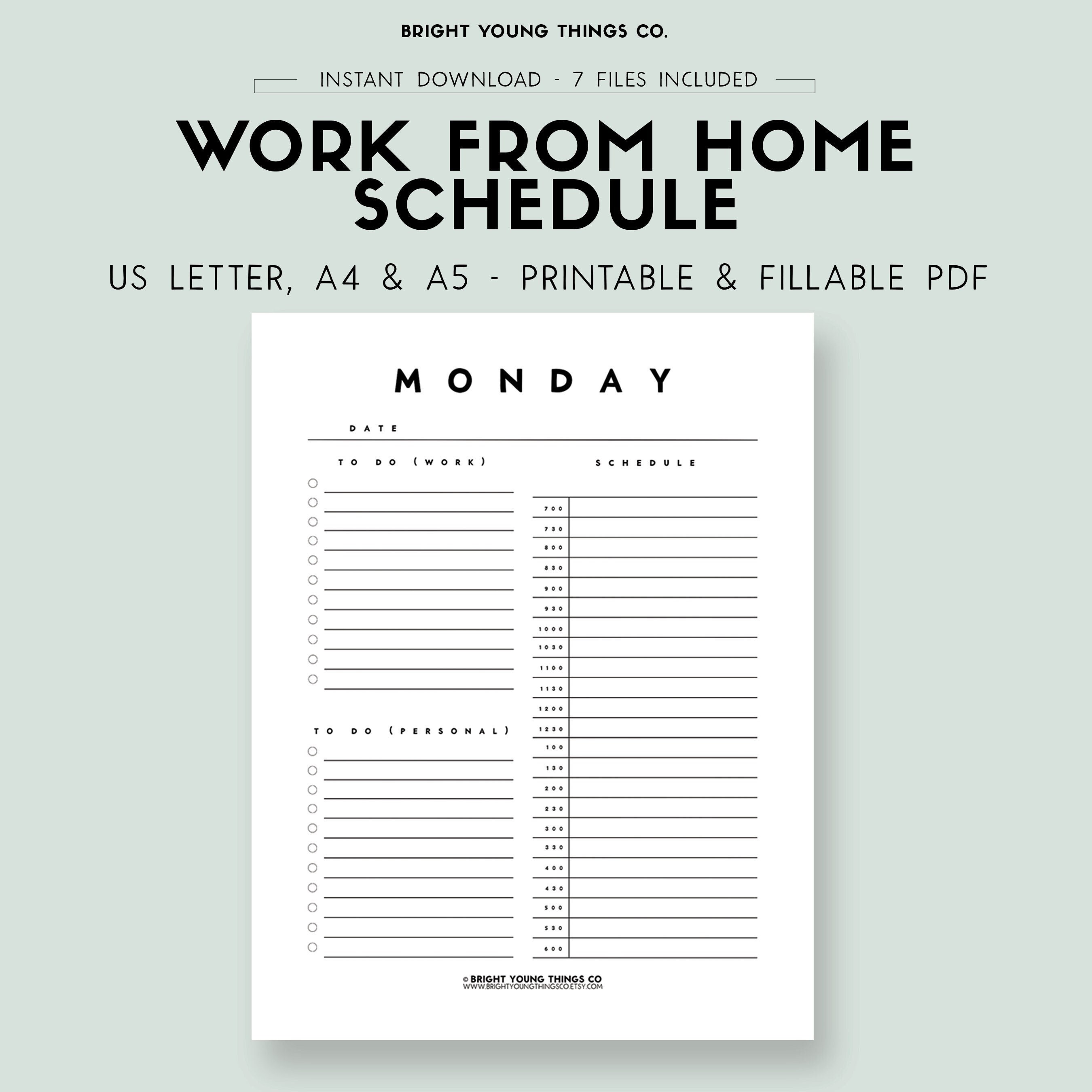 Work From Home Planner Printable, Personal Daily Planner, Productivity ...