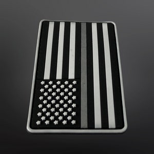 Thin Silver Line American Flag PVC Patch 3.5” L X 2” H Honoring ...