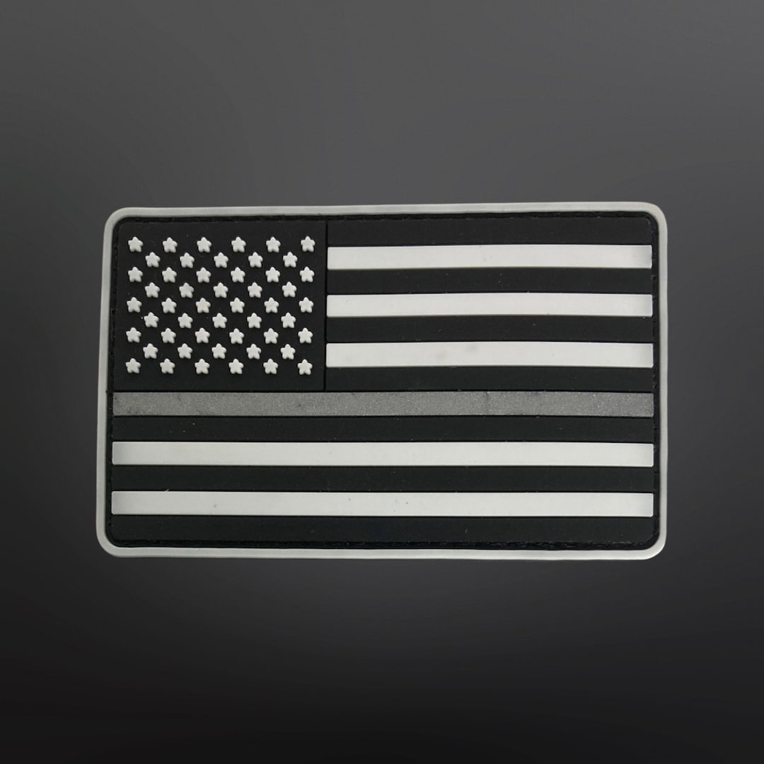 Thin Silver Line American Flag PVC Patch 3.5” L X 2” H Honoring ...