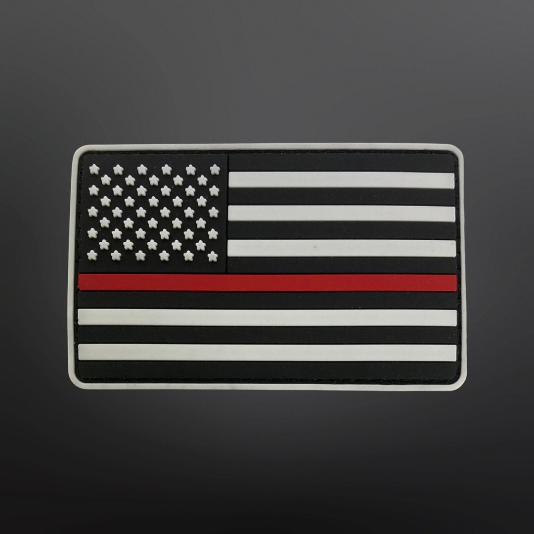 Thin Red Line American Flag PVC Patch 3.5” L X 2” H Honoring ...