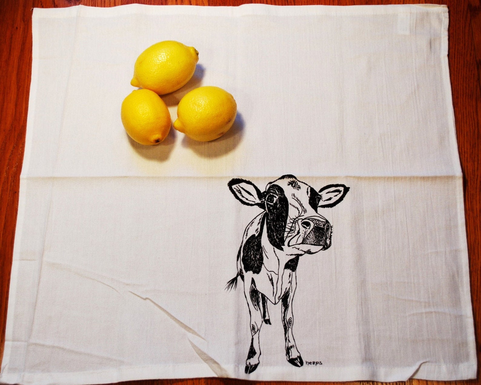 Black Cow Cloth Napkin Set Screen Printed Cotton Cloth - Etsy