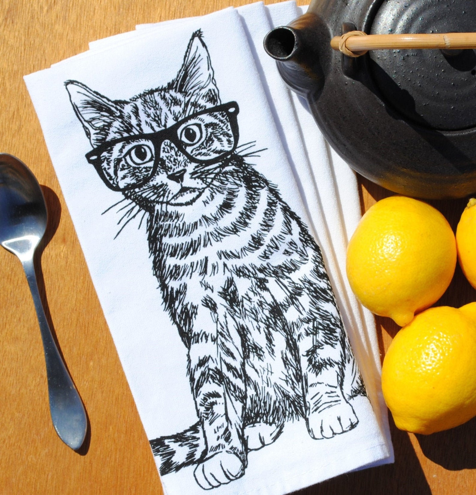 Set of 4 Cloth Napkins - Cat Napkins - Cotton Dinner Napkins - Cat ...
