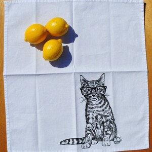 Set of 4 Cloth Napkins - Cat Napkins - Cotton Dinner Napkins - Cat ...