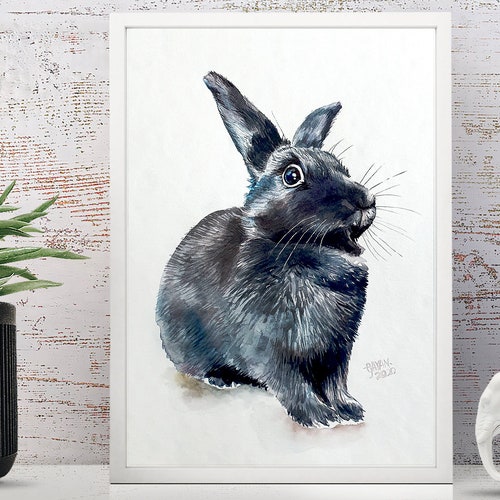 Rabbit Custom Pet Portrait Pet Painting From Photo Custom - Etsy