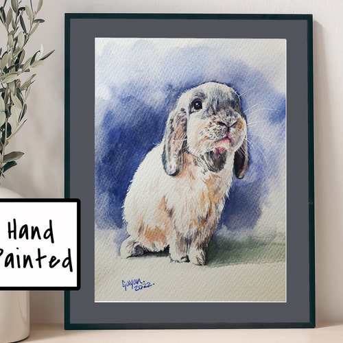 Rabbit Custom Pet Portrait Pet Painting From Photo Custom - Etsy