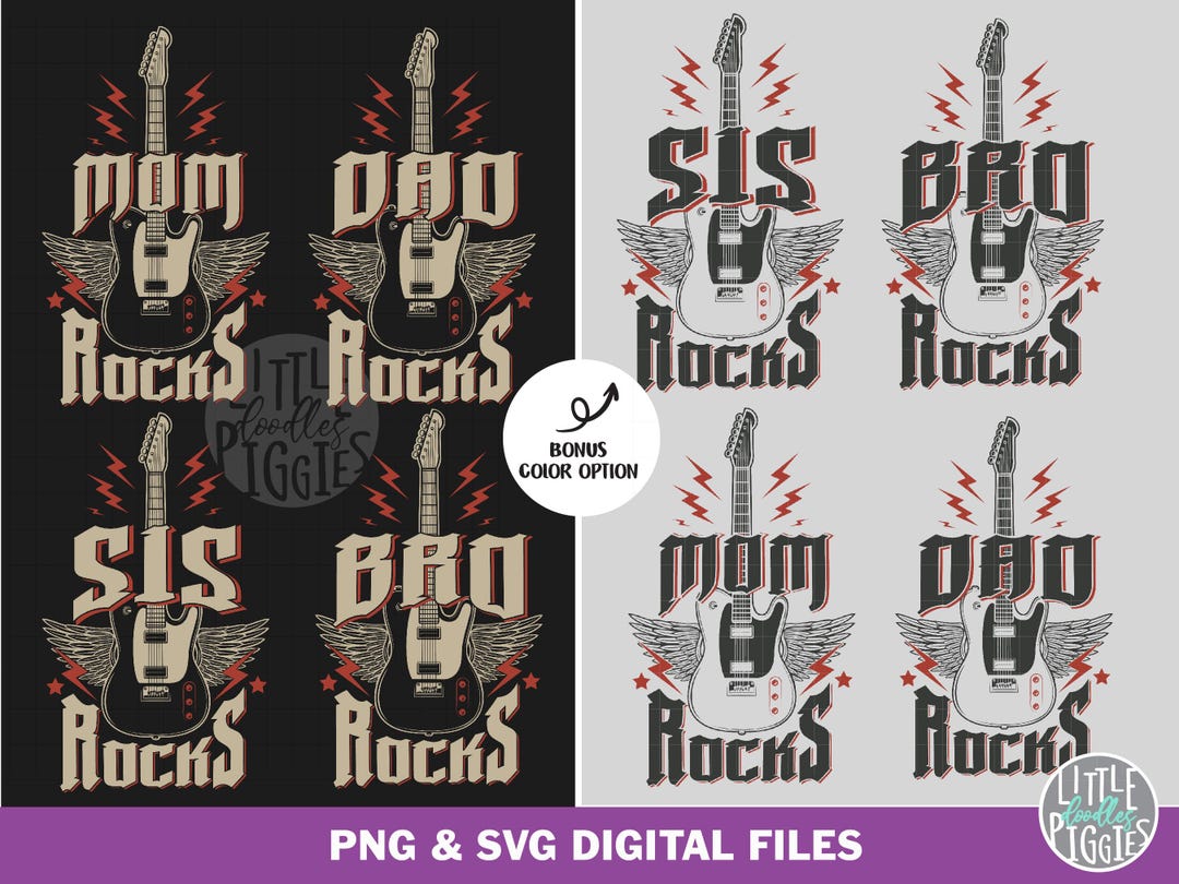 Rock and Roll Family PNG SVG, Rock Mom Dad Sis Bro, Rock N Roll ...