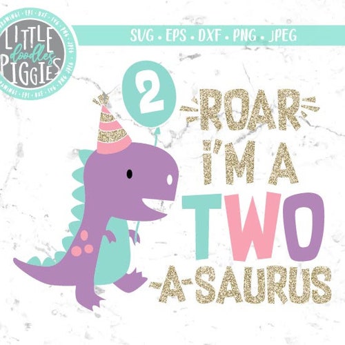 2 Rex SVG Girl Two Rex Dinosaur Birthday Svg Clipart 2nd - Etsy