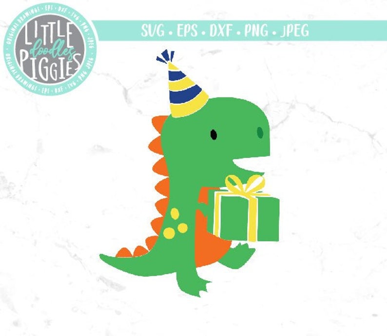 Dinosaur Wth Present SVG PNG Cut File Dinosaur Birthday - Etsy