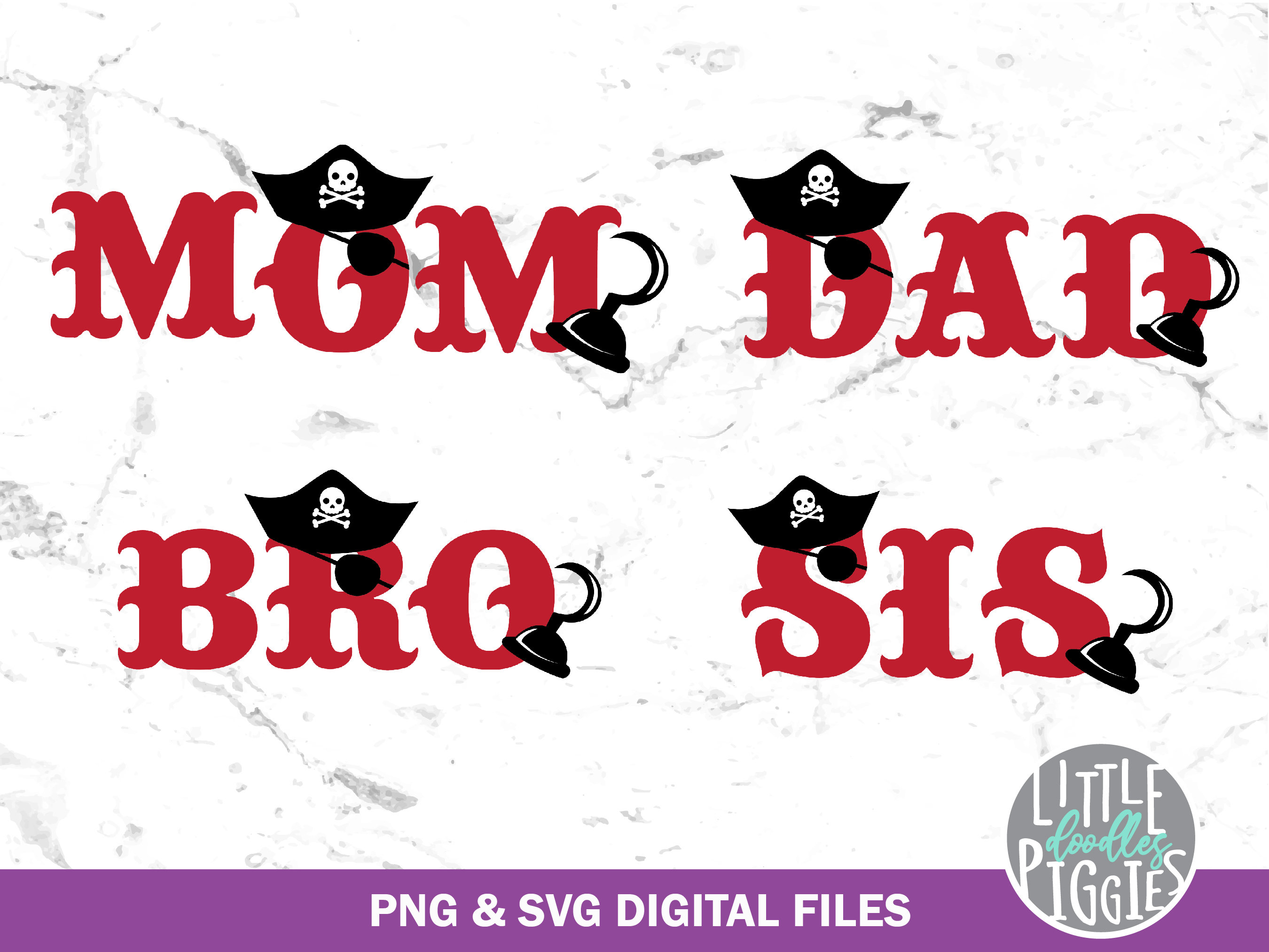 Pirate Family Bundle, SVG PNG Cut File, Pirate Mom, Pirate Dad, Pirate ...