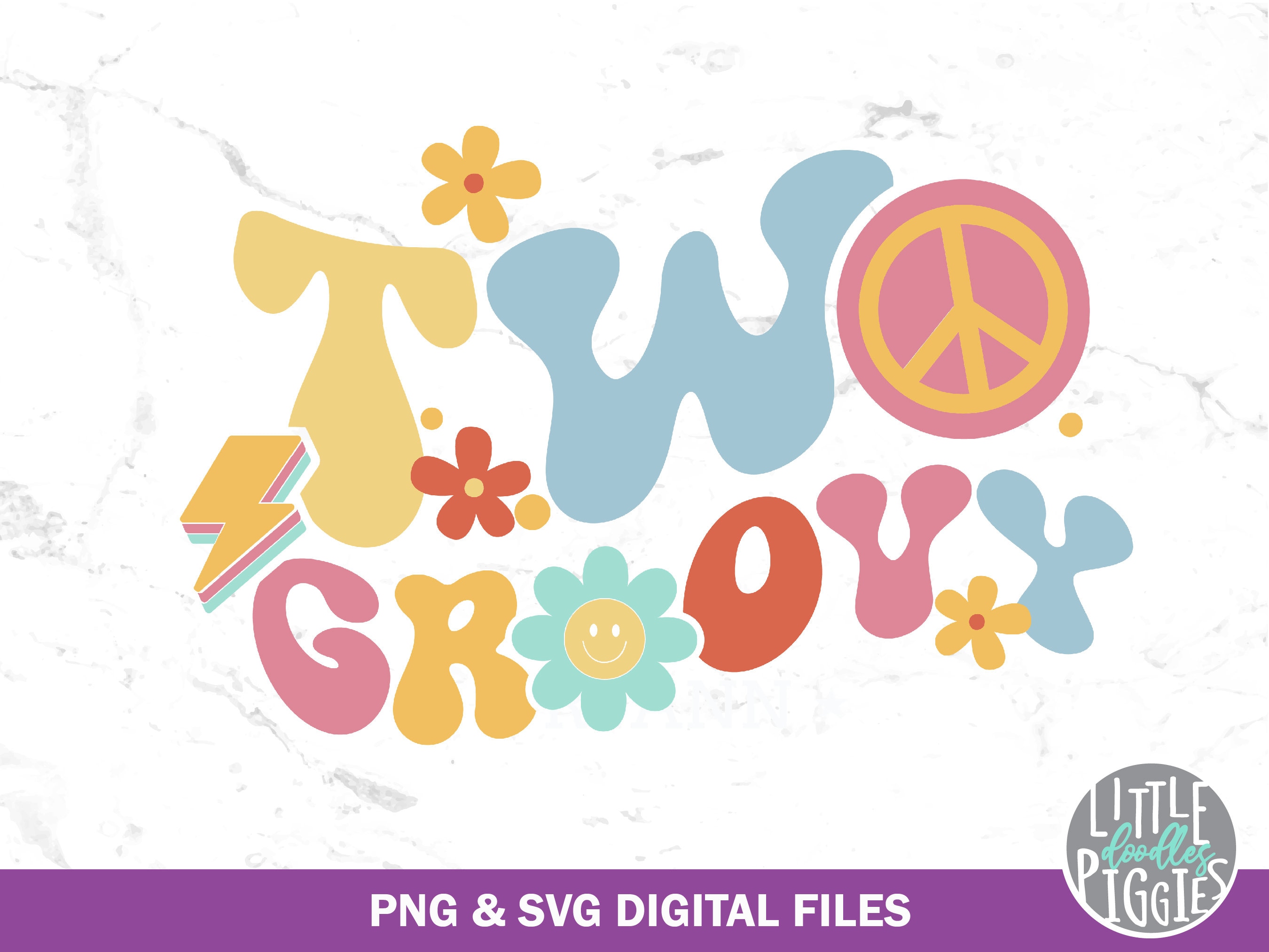Two Groovy SVG PNG Cut File, Retro Birthday 2, Groovy Birthday ...