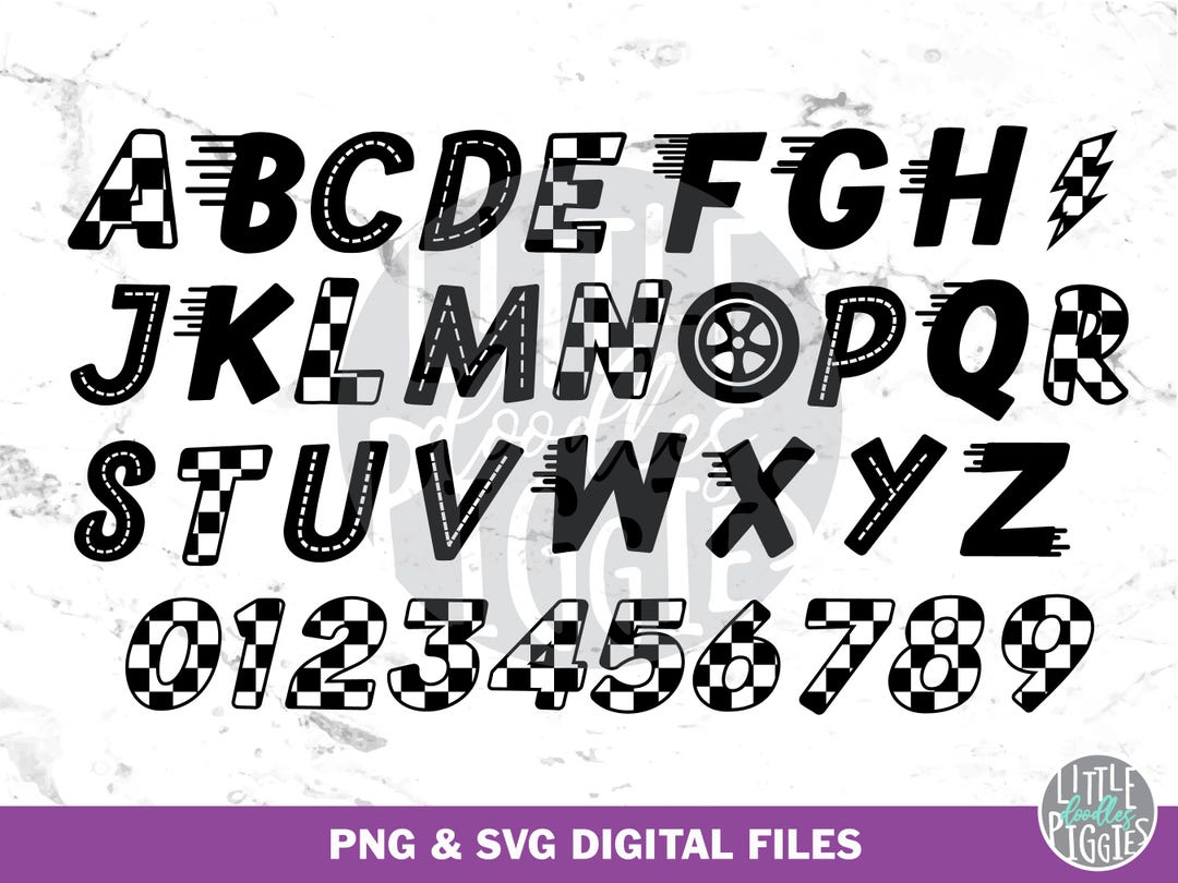 Race Alphabet SVG PNG Cut File, Racing Letters and Number, Race Car ...