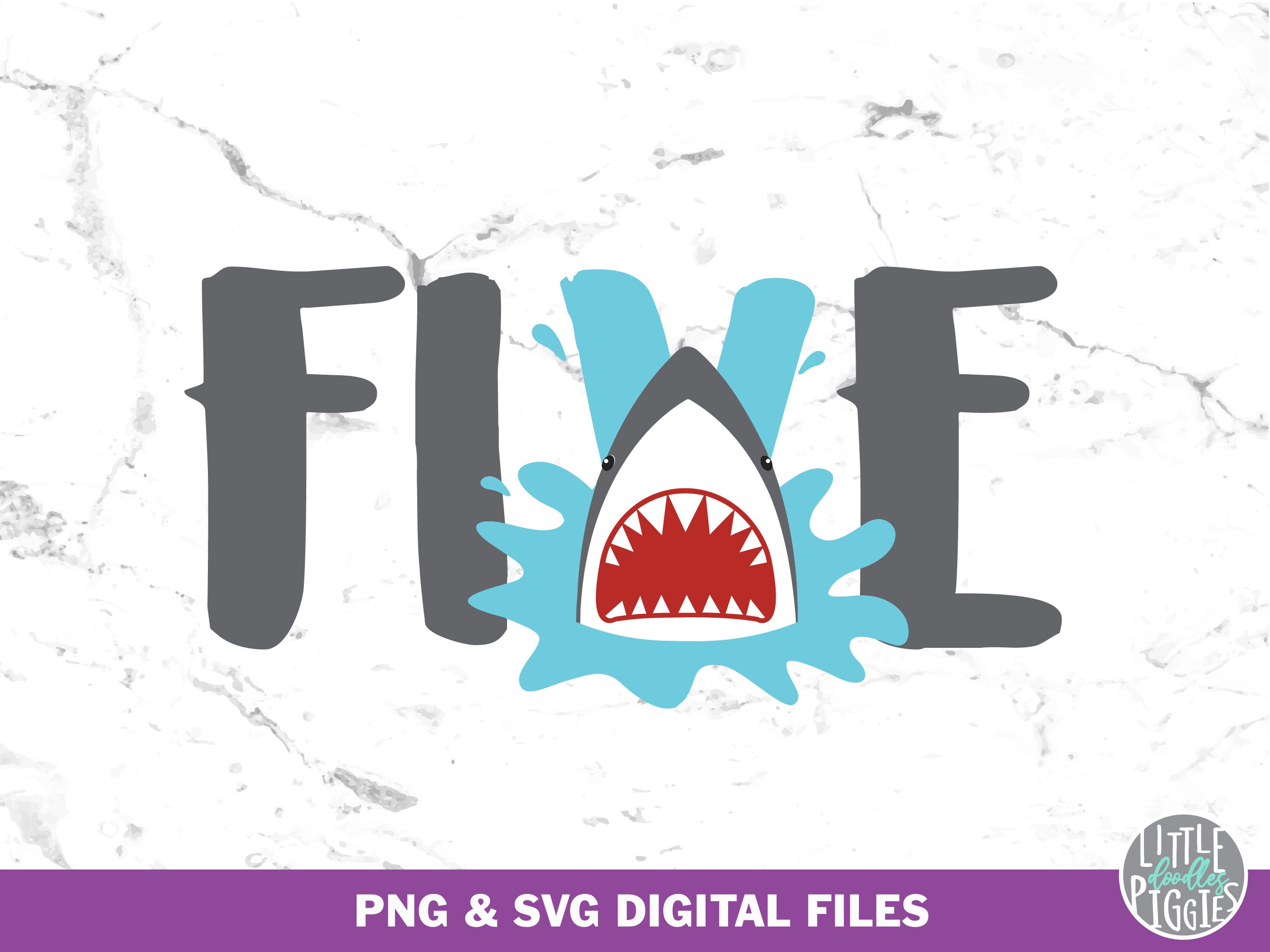 Five Shark Birthday Svg Png Cutfile, Shark Birthday 5, 5th Shark ...